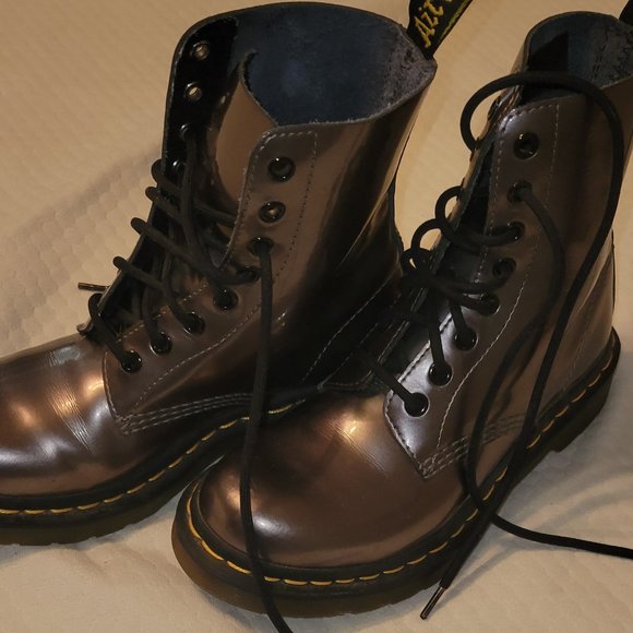 Dr. Martens | Shoes | Doc Martens Silver Boots 6 | Poshmark